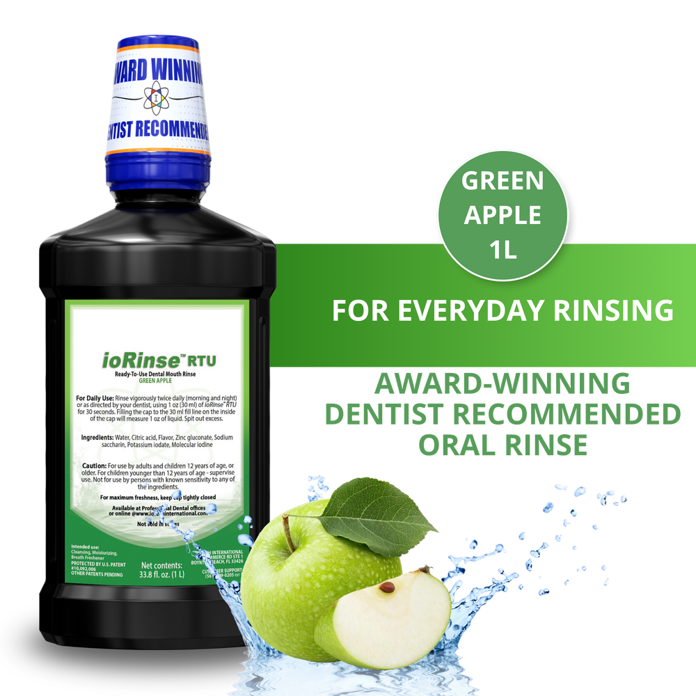 ioRinse™ RTU Ready-To-Use Mouth Rinse Green Apple - 1 liter bottle